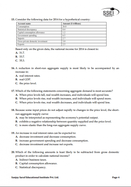 SSEI模拟试卷及答案 CFA 1 级 2024 - CFA 电子书